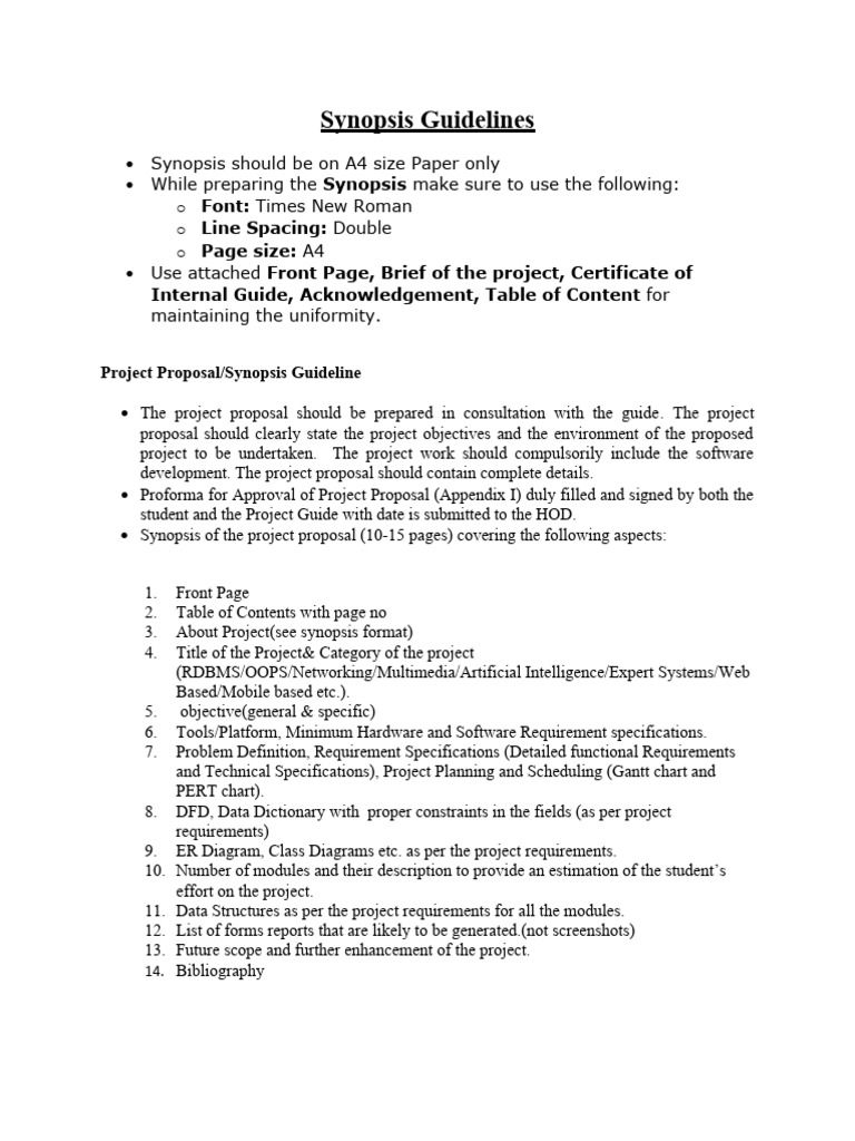 Synopsis Guideline | PDF | Art | Computers