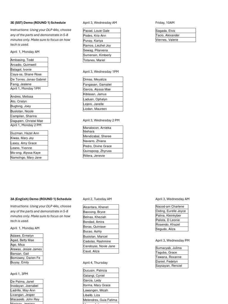 TTL2 2024 Demo Sched | PDF
