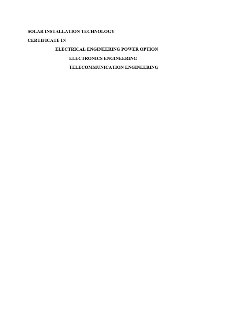 SOLAR INSTALLATION CERTIFICATE NOTES | PDF | Photovoltaics | Solar Panel