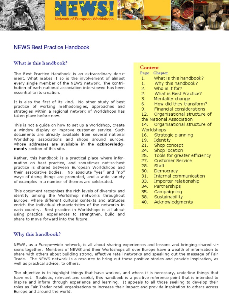NEWS Best Practice Handbook | PDF | Expert | Fair Trade