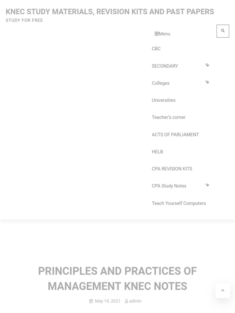 Principles and Practices of Management Knec Notes - Knec Study ...