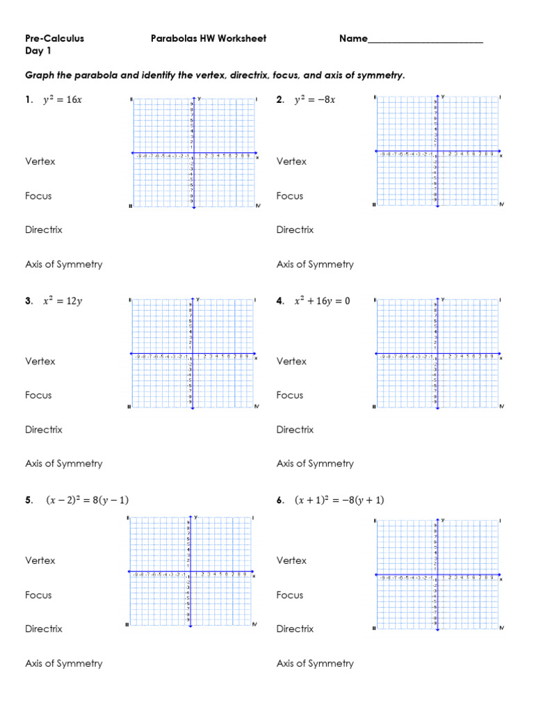 Parabolas WS D1 | PDF