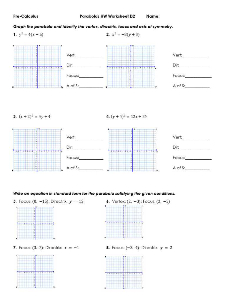 Grade 10 Parabolas Worksheet D2 | PDF | Teaching Methods & Materials