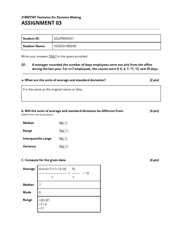 Yogesh Meena - A03 | PDF | Skewness | Standard Deviation