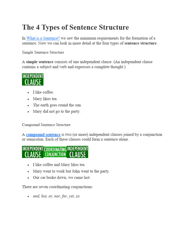 The 4 Types of Sentence Structure | PDF