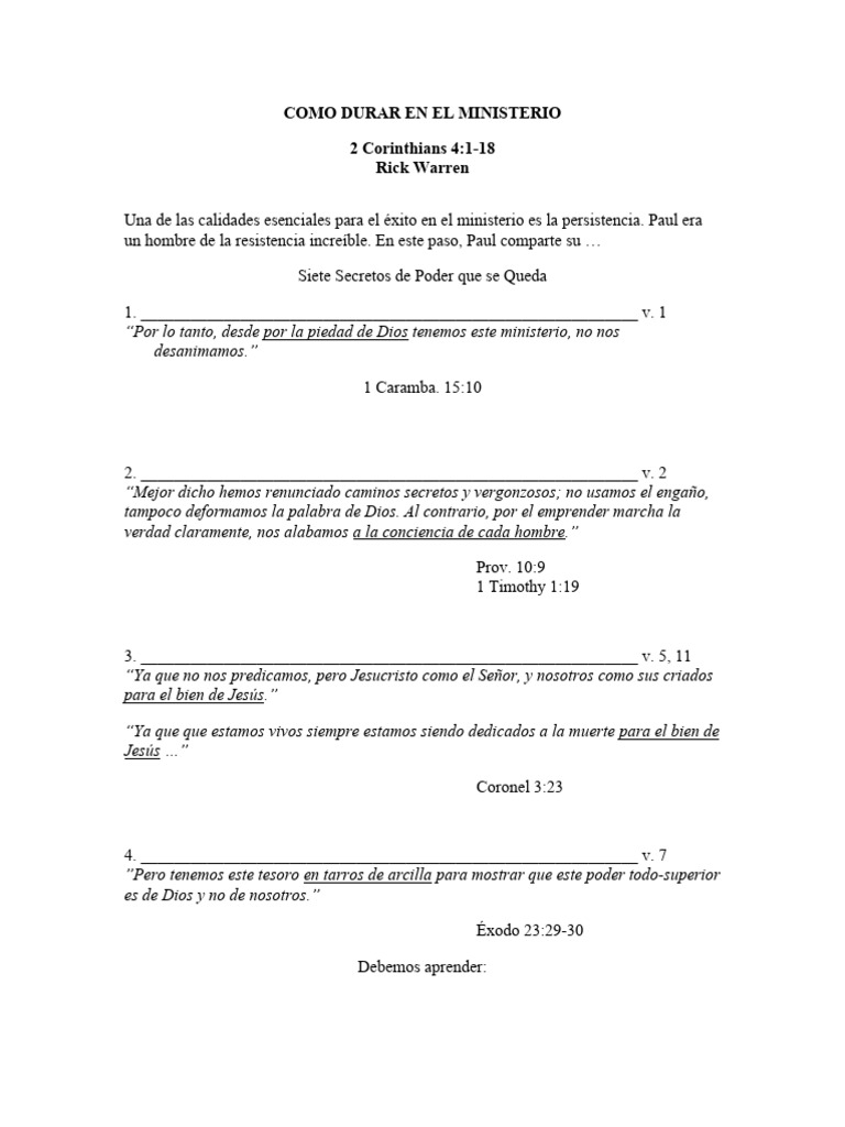 Como Durar en El Ministerio | PDF | Amor | Oración