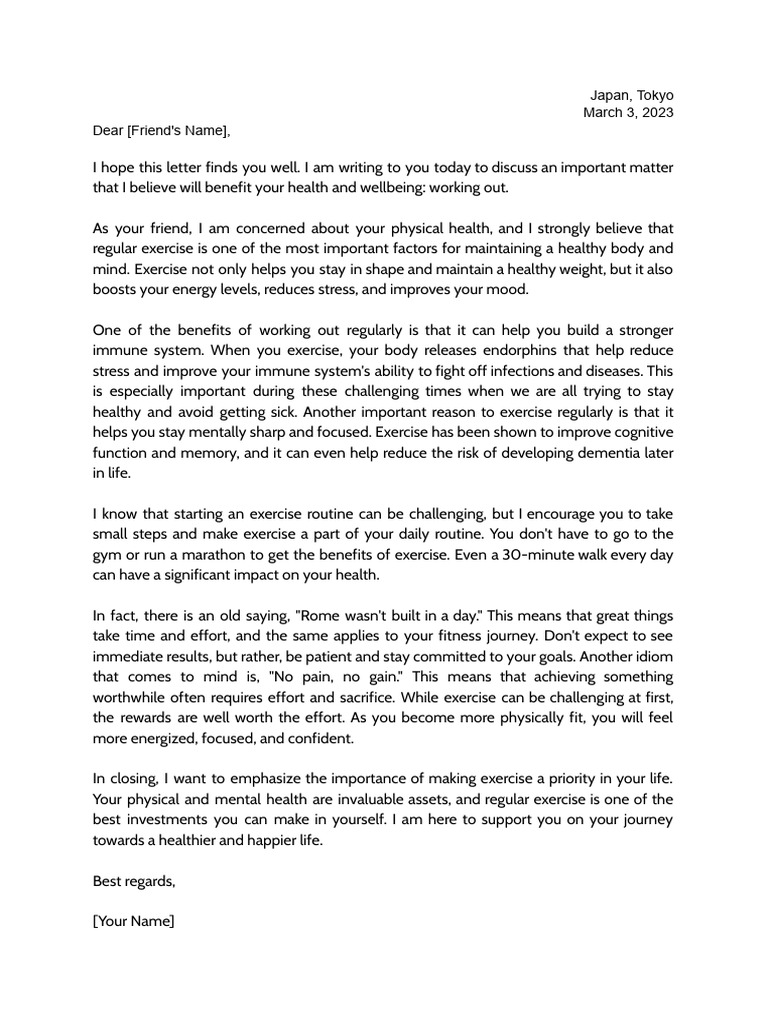 Letter - Example | PDF | Physical Fitness | Psychology