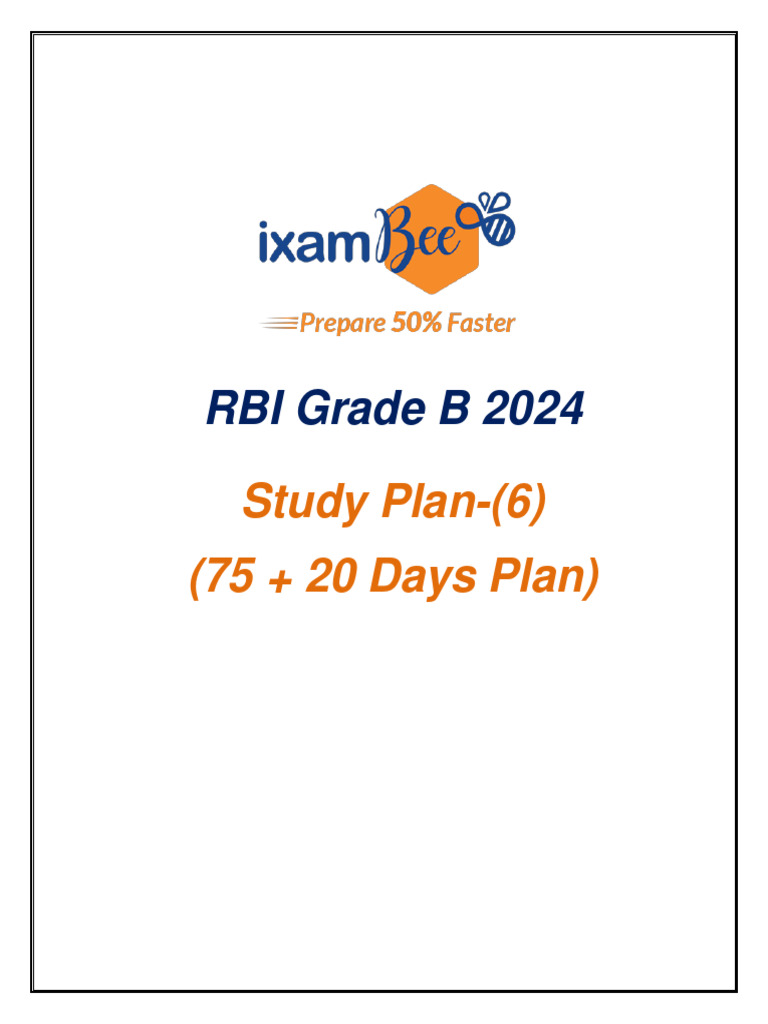 RBI Grade B Batch 6 95 Days Study Plan | PDF