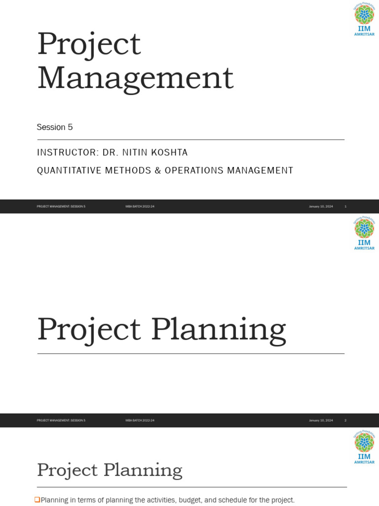 Project Management Session 5 Overview | PDF | Project Management | Business