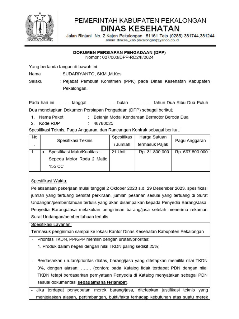 Dokumen Persiapan Pengadaan E-Purchasing | PDF
