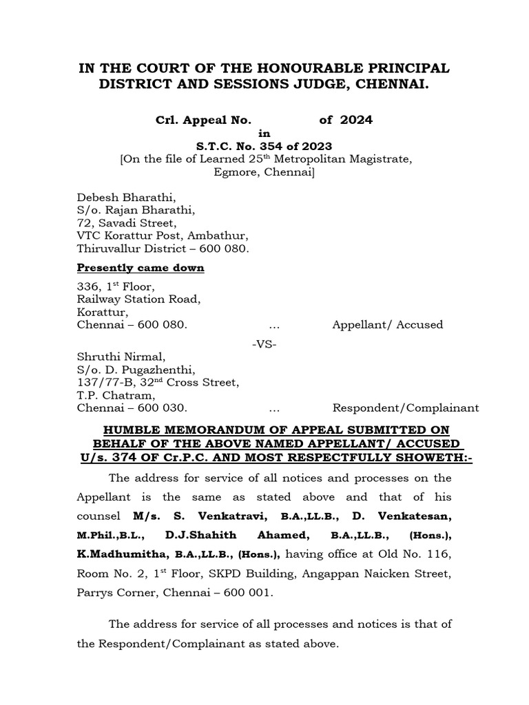 Appeal Against STC Conviction in Chennai | PDF | Trials | Appeal