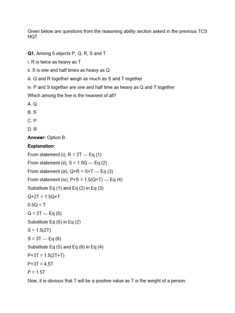 TCS Reasoning Sample Papers | PDF | Elementary Geometry | Euclidean Geometry