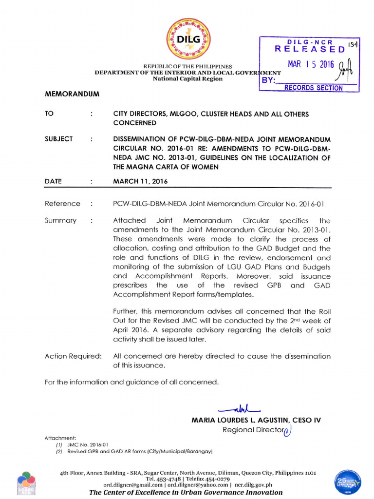 JMC No. 2013-01, Guidelines On The Localization of The Magna Carta of ...