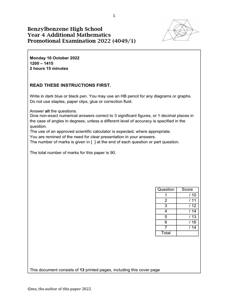 Promo. Exam AMath Paper 1 | PDF | Mathematical Concepts | Mathematical ...