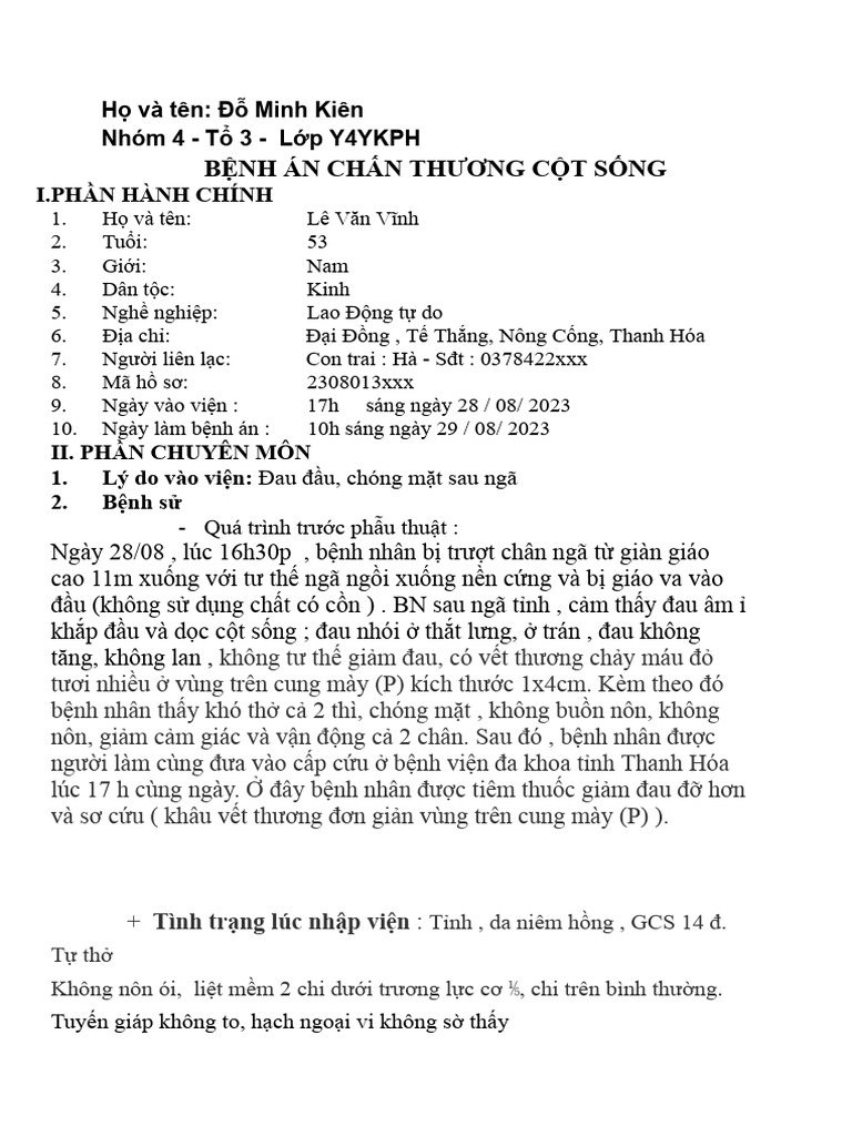 Bệnh Án Ctsn | PDF