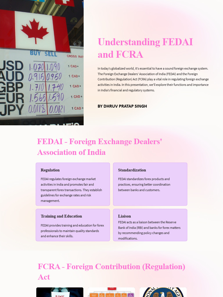 Understanding FEDAI and FCRA | PDF | Foreign Exchange Market | Regulatory Compliance