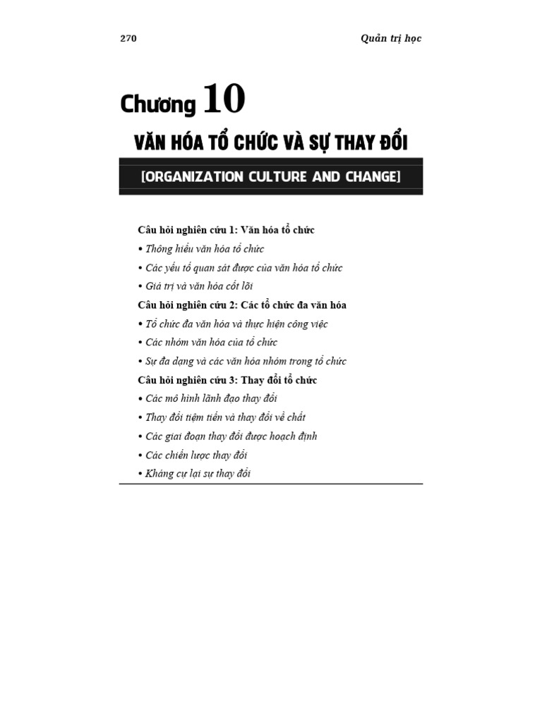 Quan Tri Hoc Chuong 10 | PDF