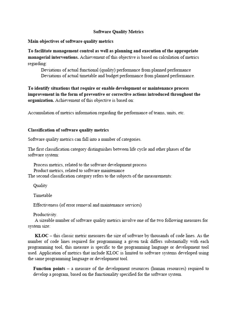 Software Quality Metrics | PDF | Software Quality | Computer Programming
