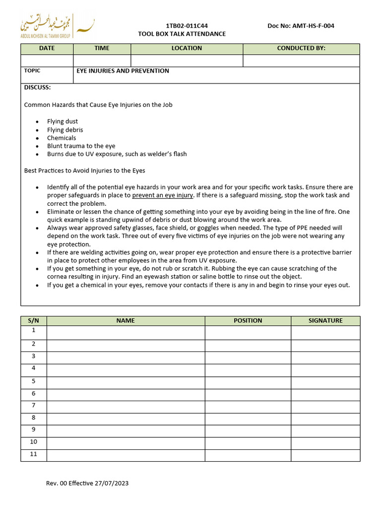 Eye Injuries and Prevention | PDF | Occupational Safety And Health | Safety