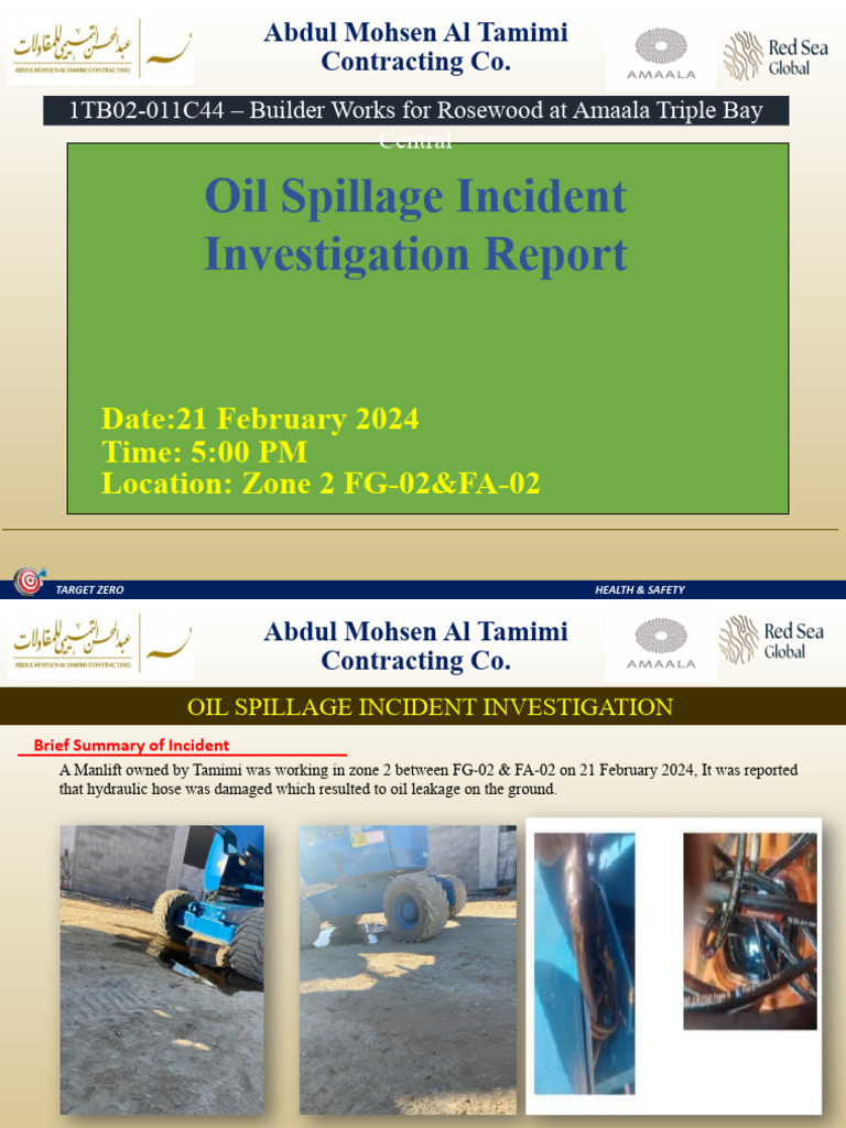Oil Spillage Incident Investigation Report | PDF | Oil Spill | Occupational Safety And Health