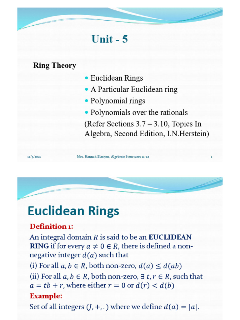 AS - Unit 5 - Ring Theory | PDF | Ring (Mathematics) | Algebra