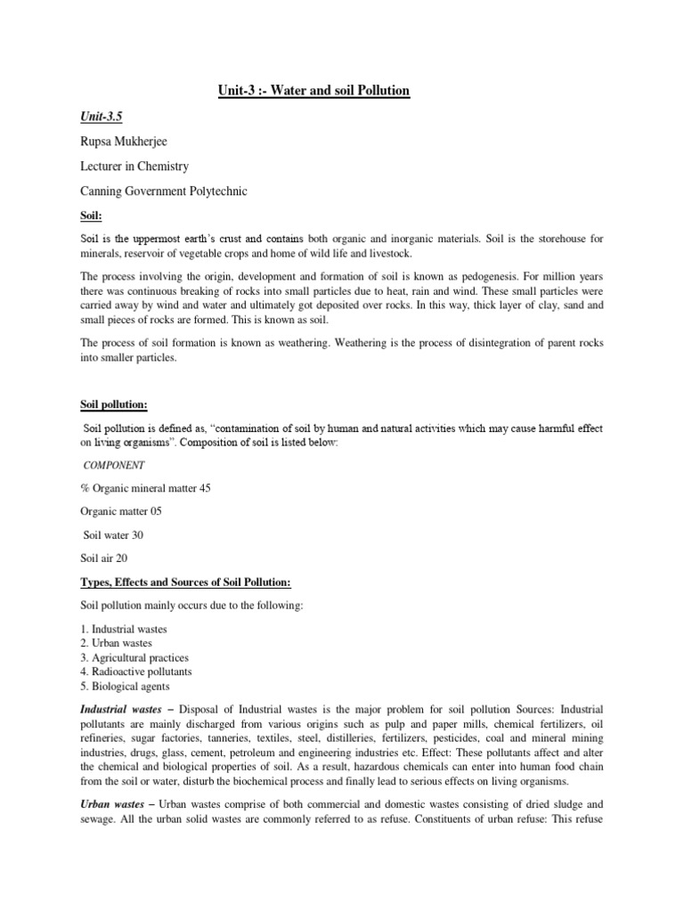Unit3.5-Soil Pollution | PDF | Soil | Fertilizer
