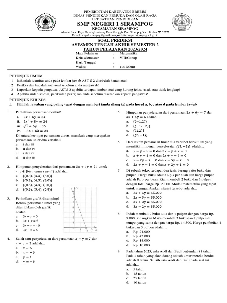 Soal Simulasi ASTS Kelas 8 - Genap | PDF