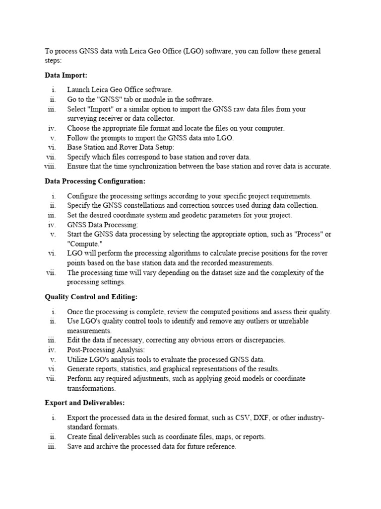 GNSS Data Processing with LGO Guide | PDF