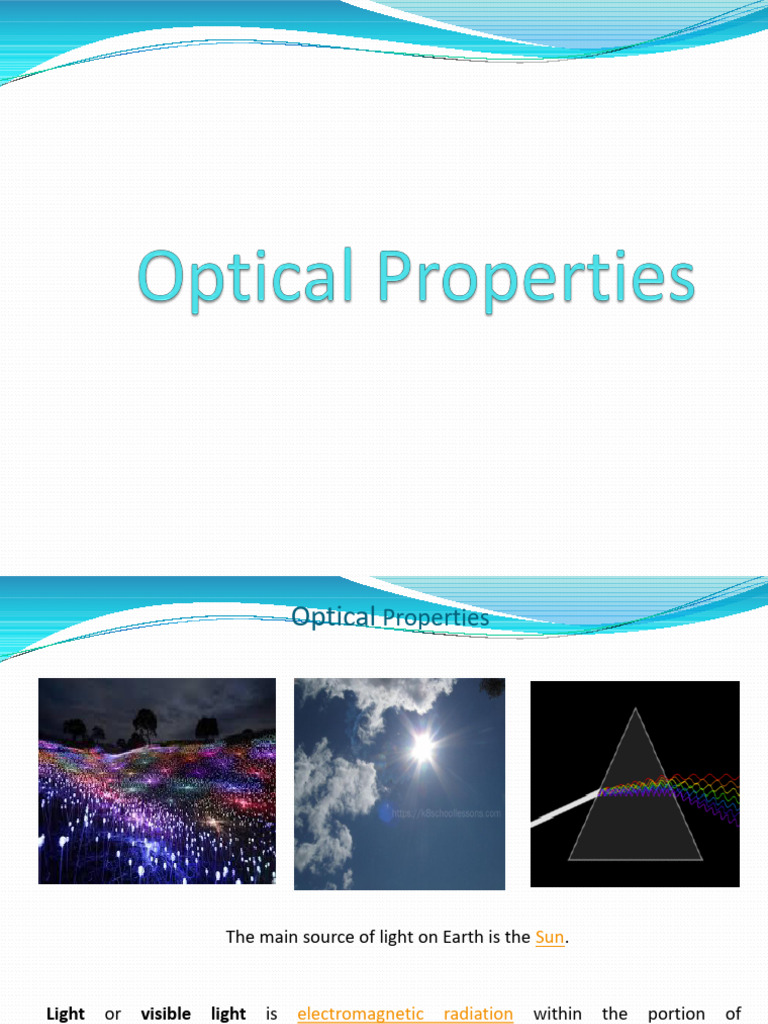 Optical Properties | PDF | Refractive Index | Light