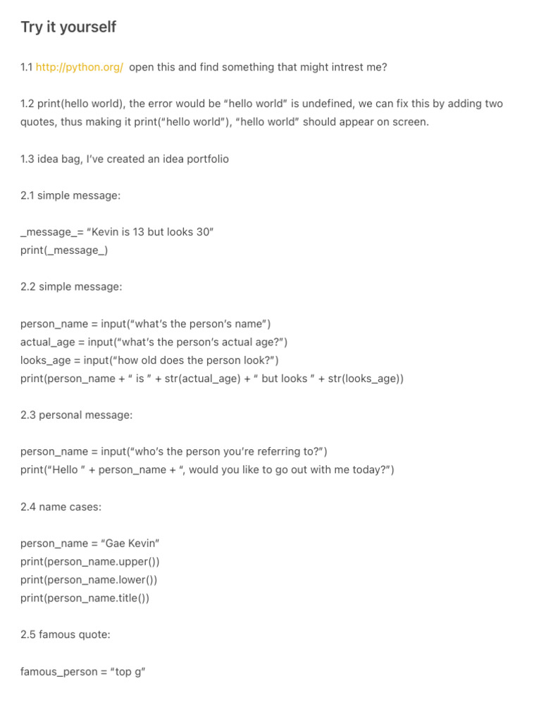 Try It Yourself | PDF | Computer Programming