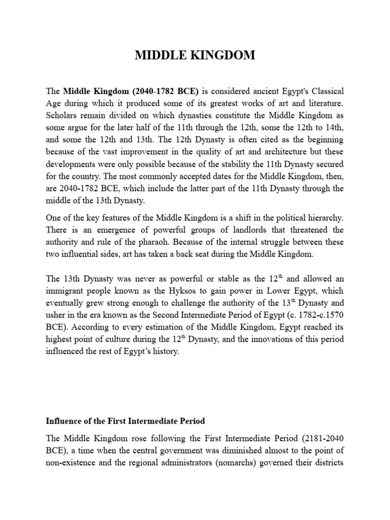 Middle Kingdom Handout | PDF