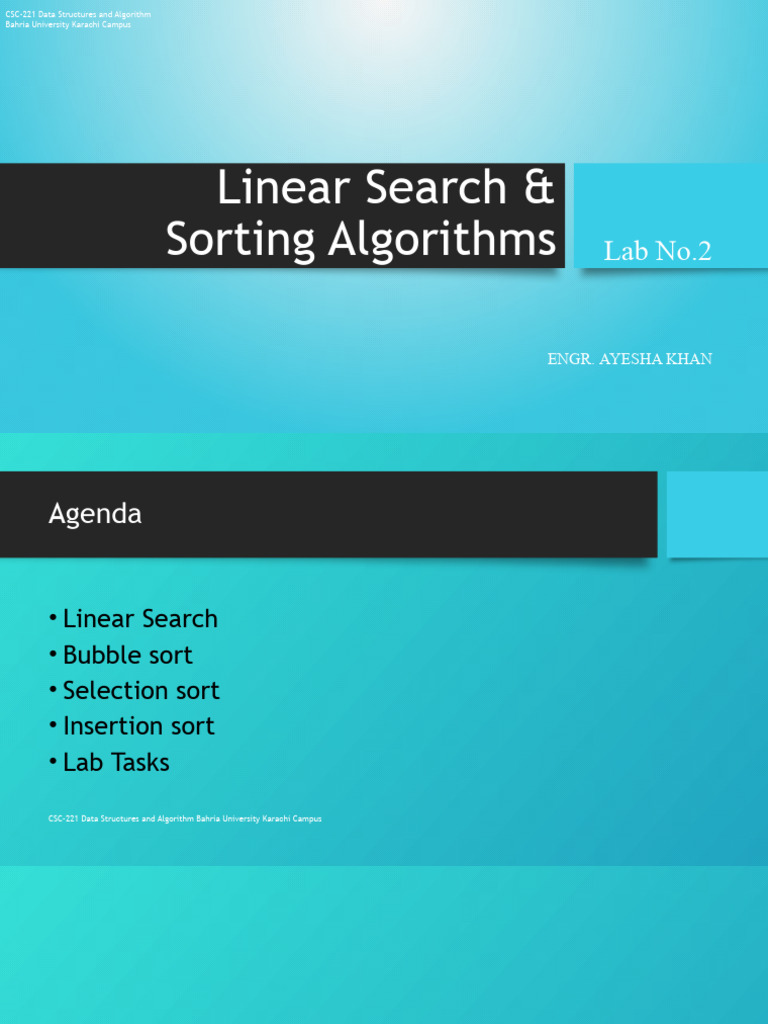 Linear Search and Sorting Algorithms Guide | PDF | Computer Science ...