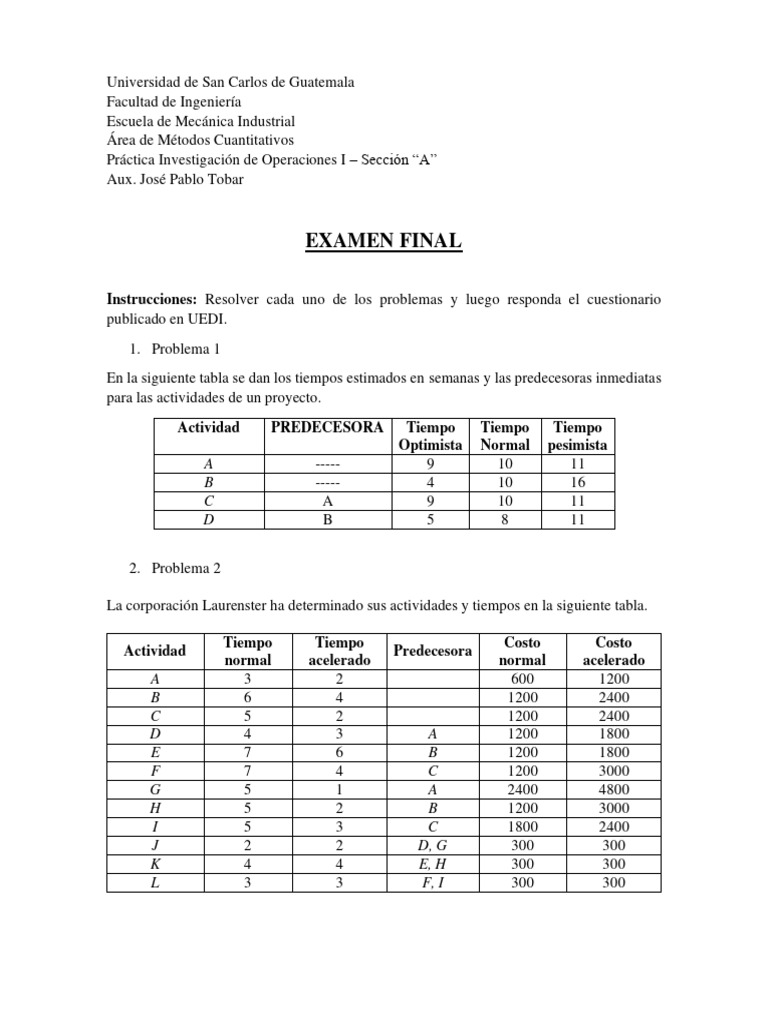 Examen Final - IO1 | PDF