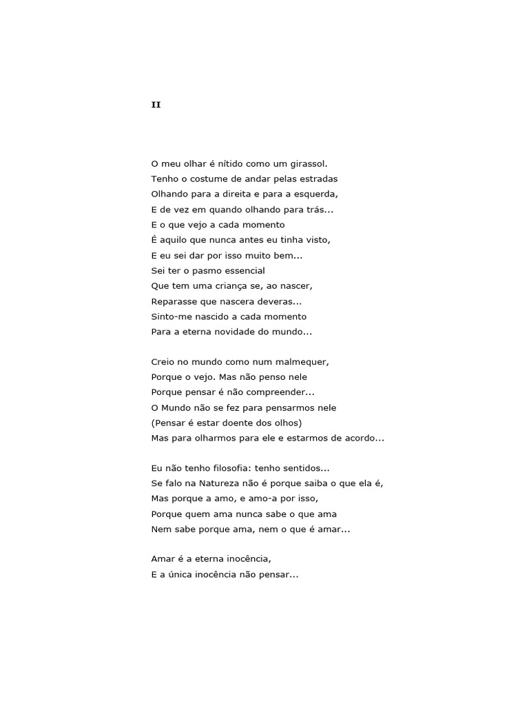 Poema II | PDF | Amor | Pensamento