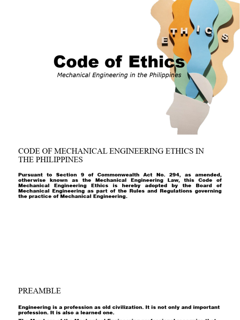 Mechanical Engineering Code of Ethics | PDF | Engineer | Profession Mechanical Engineering Code of Ethics | PDF | Engineer | Profession