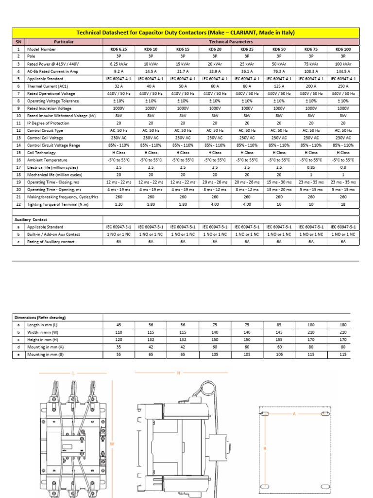 Capacitor Duty Contactors | PDF | Alternating Current | Electric Power