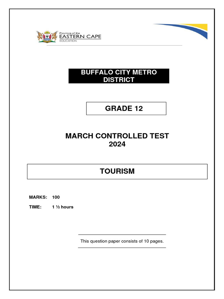 BCM Tourism March Test 2024 Grade 12 | PDF | Tourism | Epidemiology