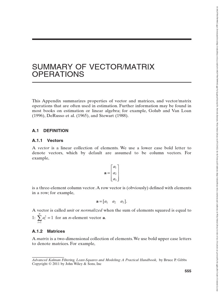 1 - Summary of Vector Matrix Operations | Download Free PDF | Matrix (Mathematics) | Eigenvalues ...