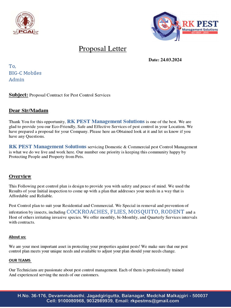 Pest Control Proposal and Quotation | PDF | Pest Control | Pest (Organism)