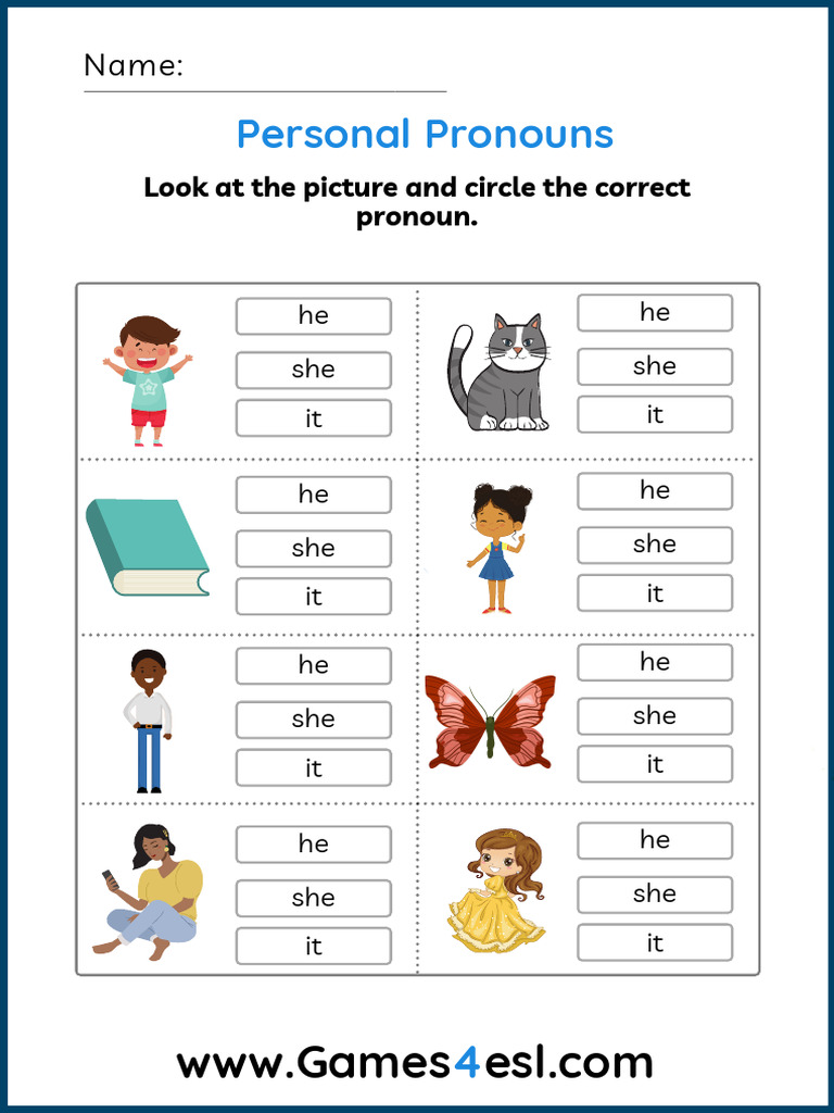 Personal Pronoun Worksheet 1 | PDF