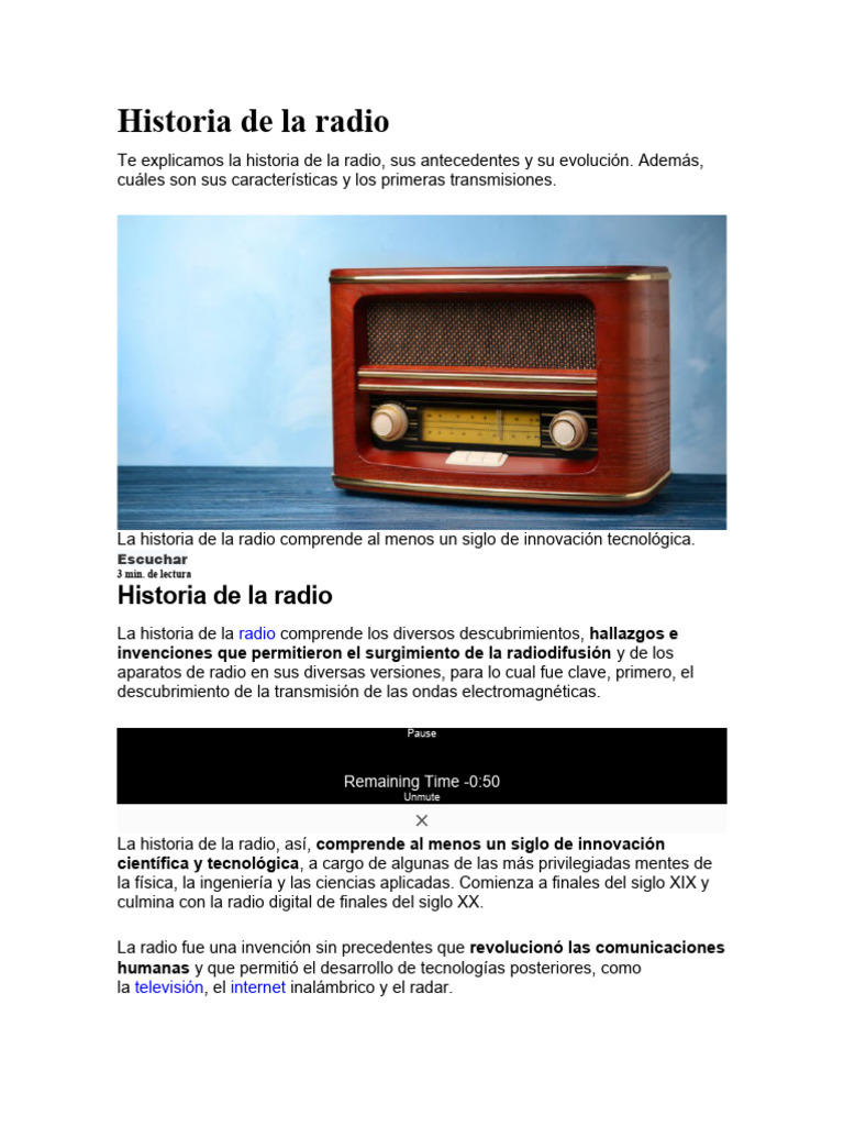 Historia y evolución de la radio | PDF | Televisión | Radio