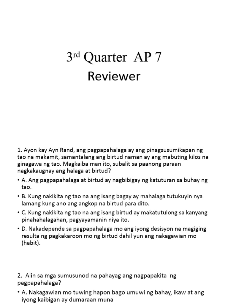 3rd Quarter ESP 7 | PDF