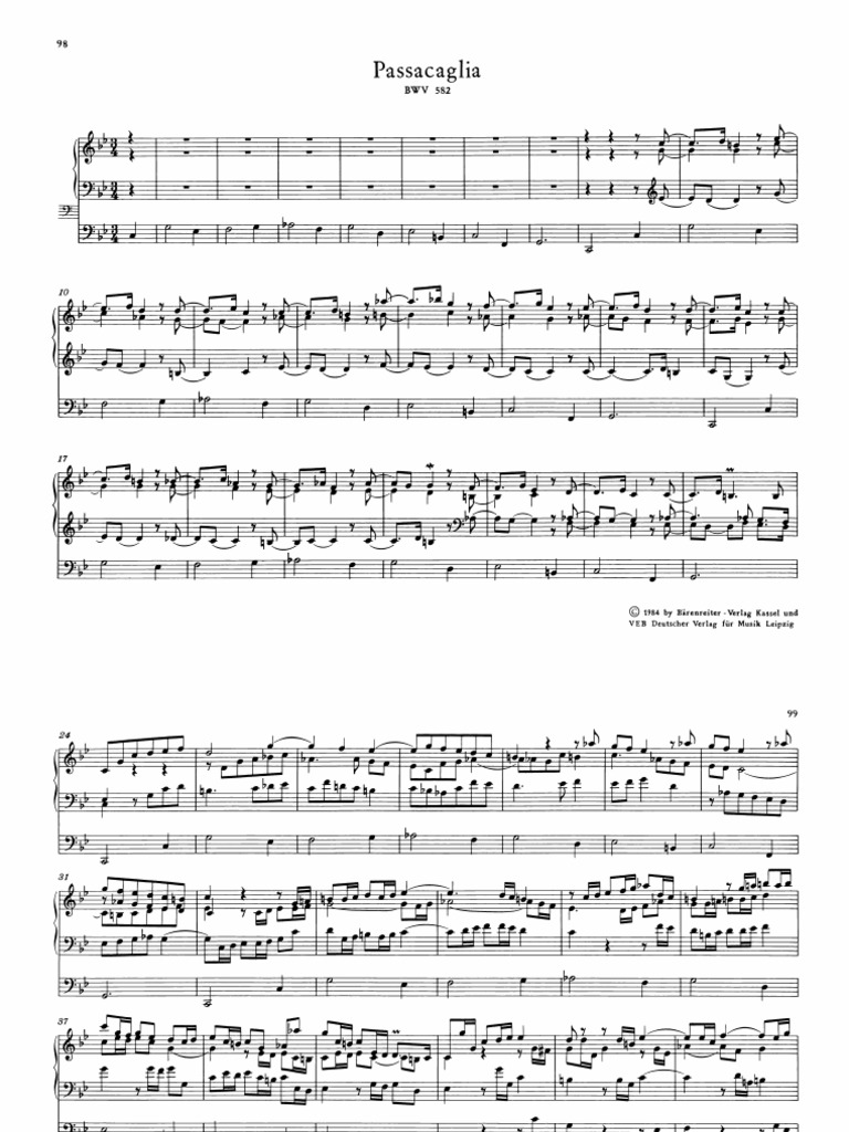JS Bach Passacaglia in C Minor BWV 582 | PDF
