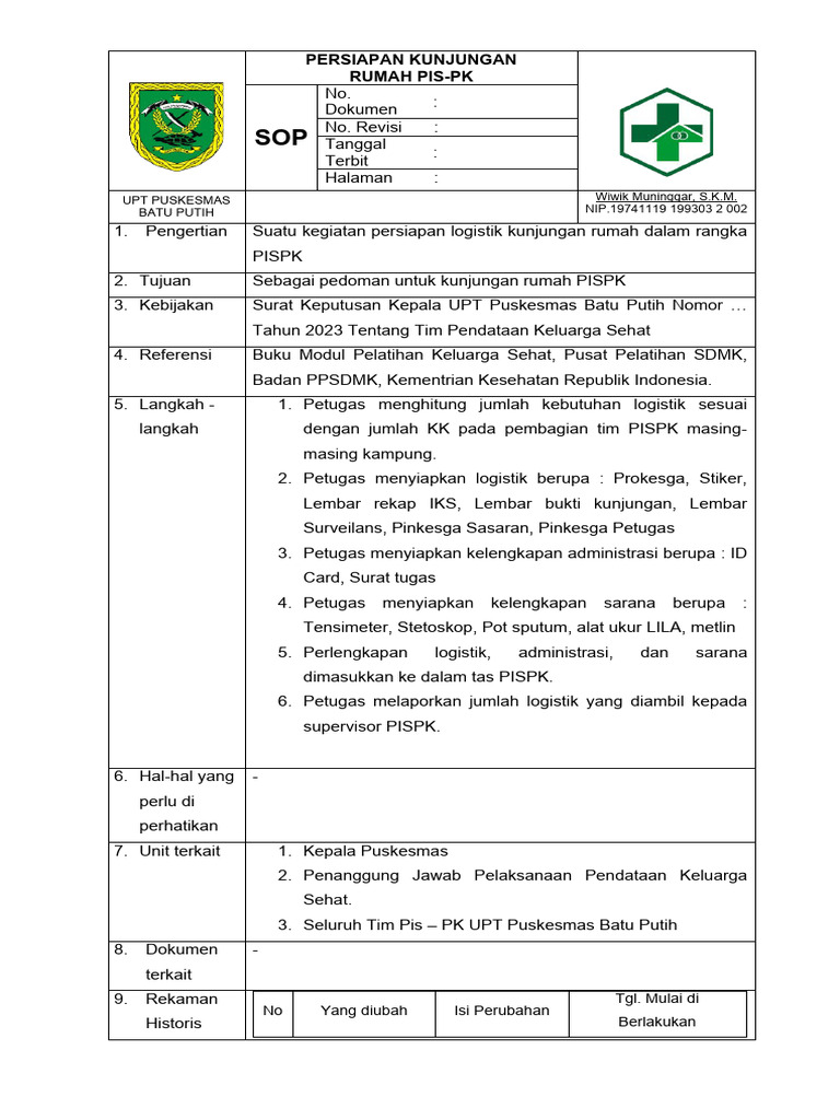 SOP Persiapan Pendataan Keluarga Sehat | PDF | Sains & Matematika