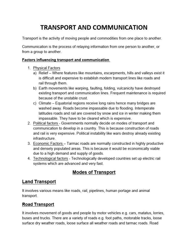 Transport and Communicationke | PDF | Transport | Train