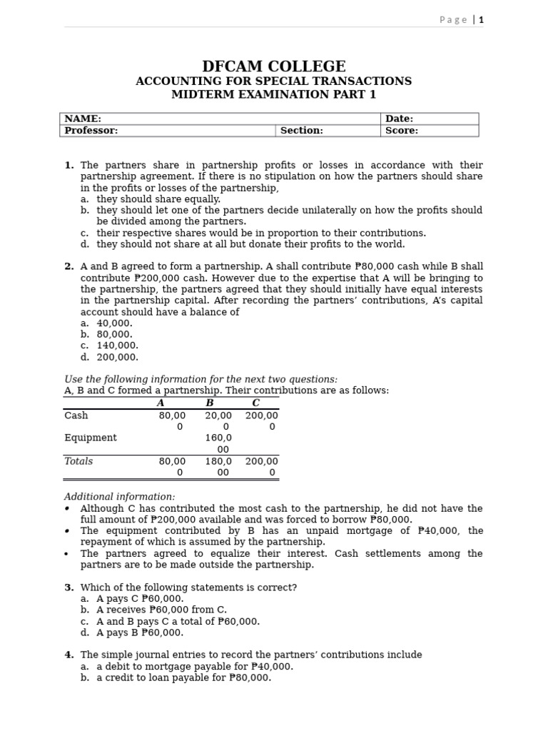 Midterm Exam Part1 DFCM Act SPCL Trans 2020 Edition Feb 2020 | PDF ...