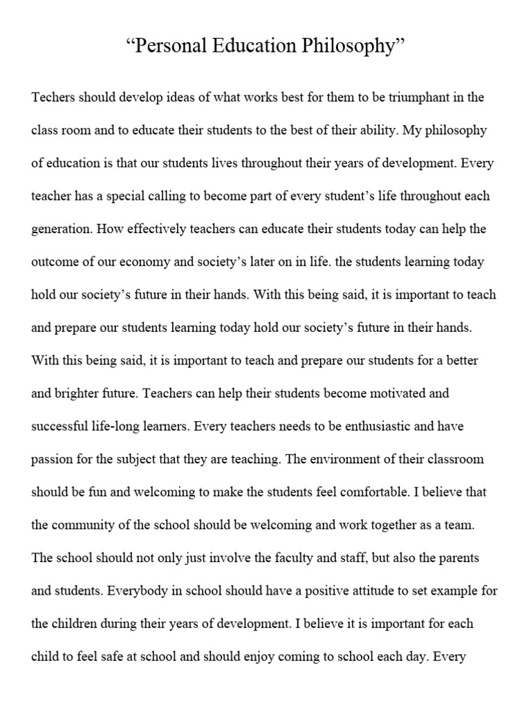 personal education philosophy | PDF | Teachers | Classroom