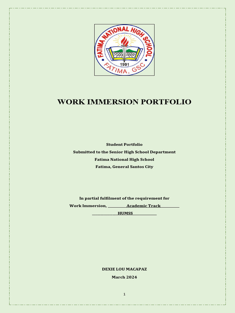 Dexie Work Immersion Portfolio 2 | PDF | Classroom