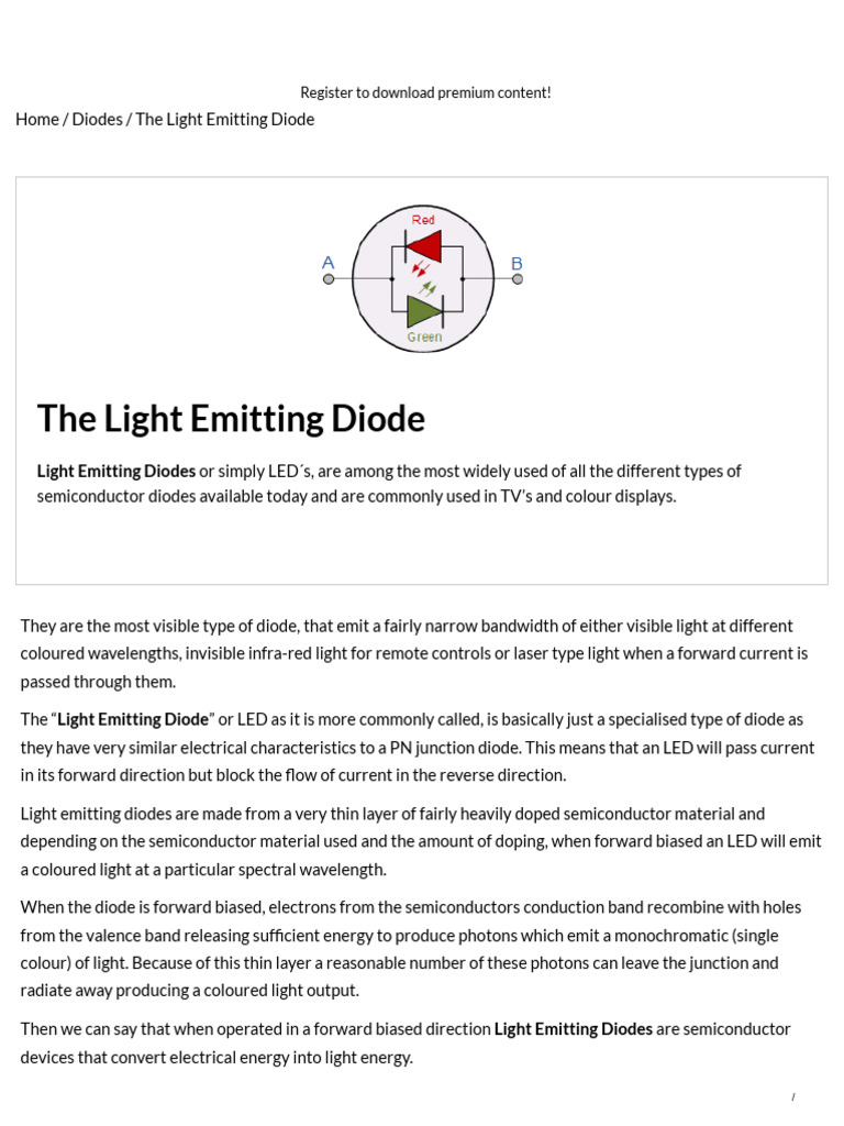 Light Emitting Diode or The LED Tutorial | PDF | Light Emitting Diode | Diode