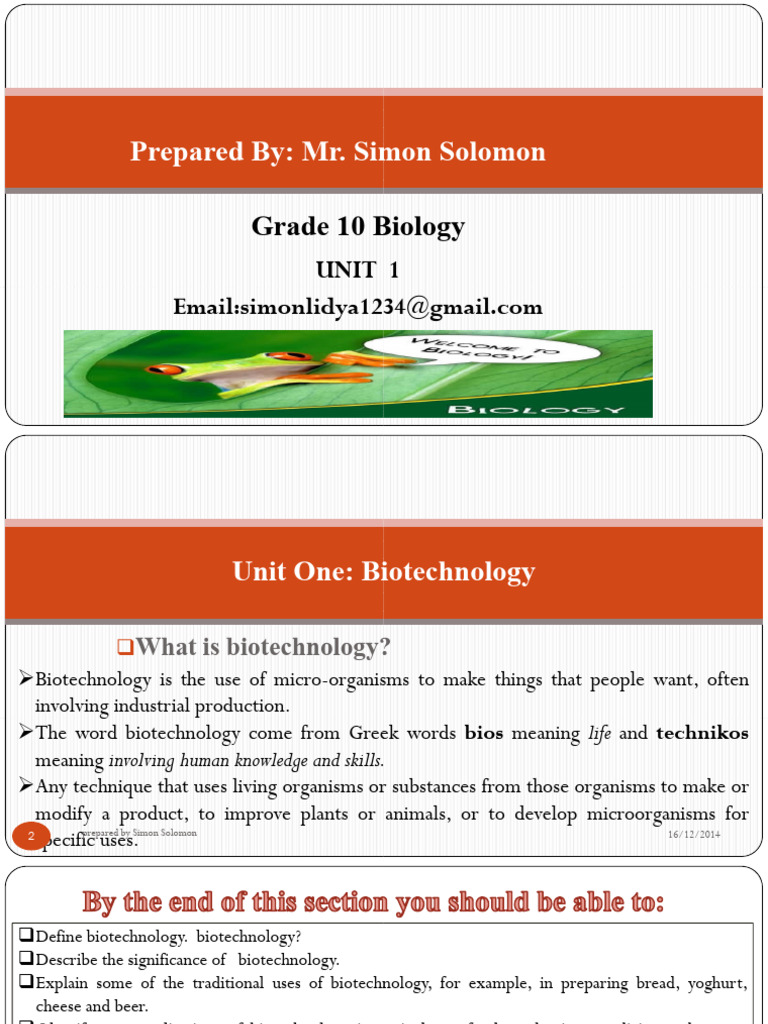 Grade 10 Unit 1 Biology Short Note | PDF | Brewing | Yeast